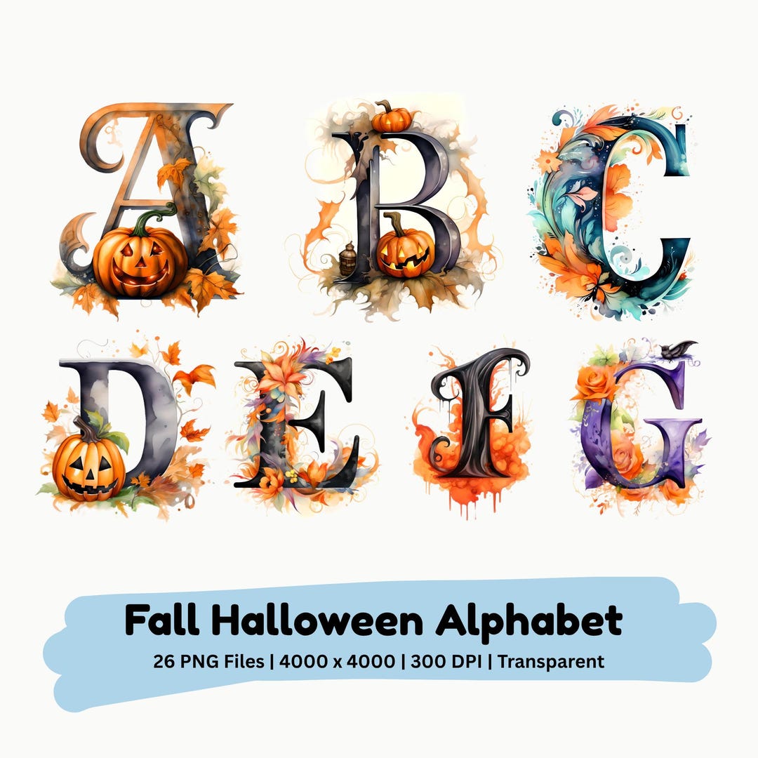 Fall Halloween Alphabet PNG | Autumn Pumpkin Letters Clipart Seasonal ...