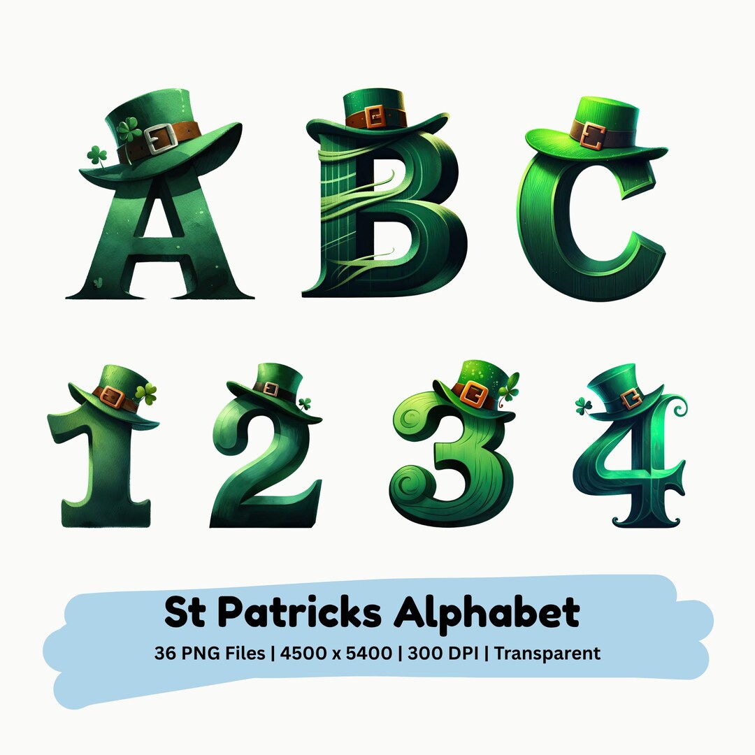 St Patricks Day Alphabet PNG | Lucky Irish Letters, Leprechaun Hat ...