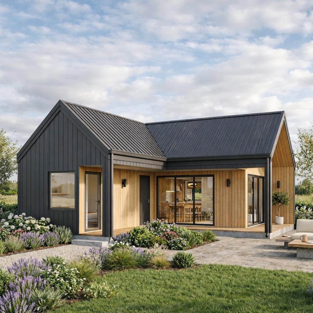 Modern Nordic L-shape House Plan 8x8m (26x26 Ft) | 2 Beds 1 Bath | PDF ...