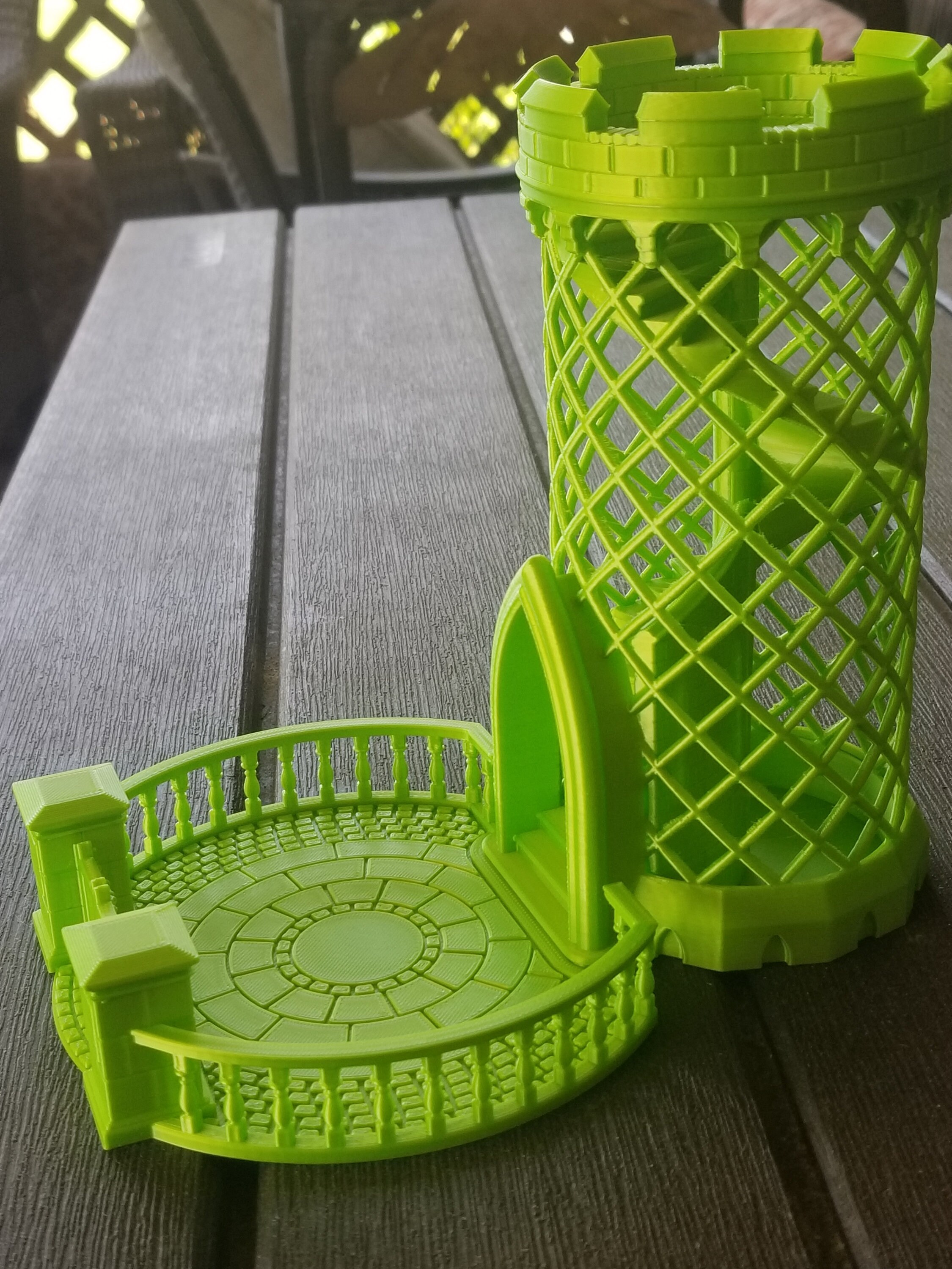 3D Printed Dice Castle Tower and Separate Dice Catch Tray Lime Green - Etsy
