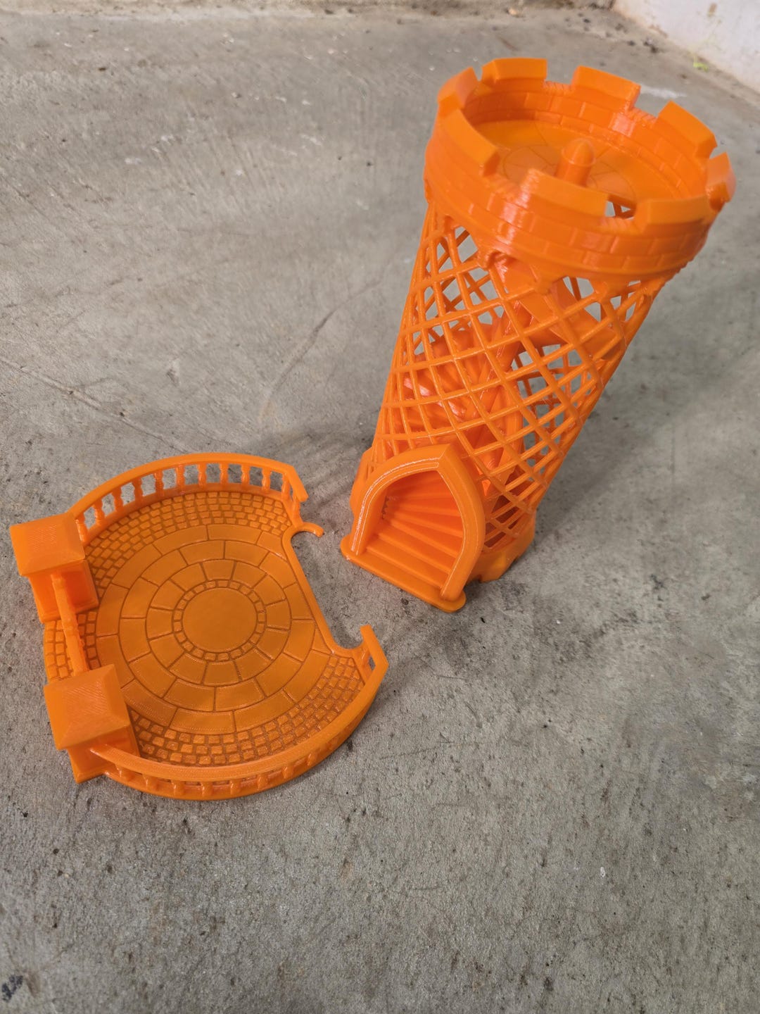 3D Printed Dice Castle Tower and Separate Dice Catch Tray Vibrant ...