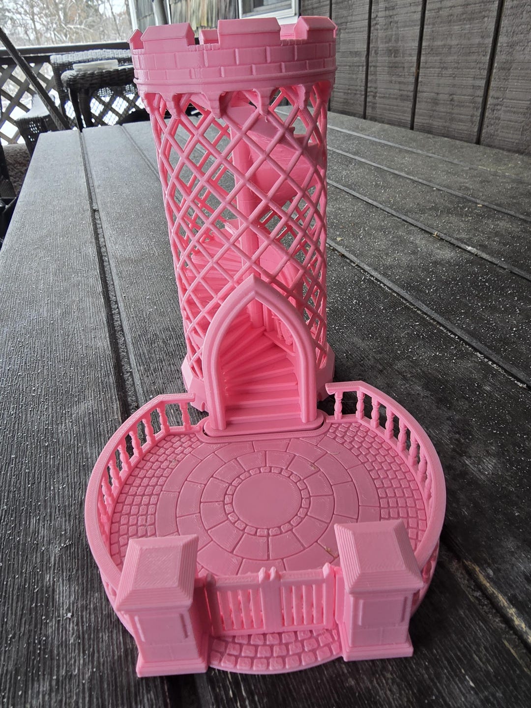 3D Printed Dice Castle Tower and Separate Dice Catch Tray Pink - Etsy