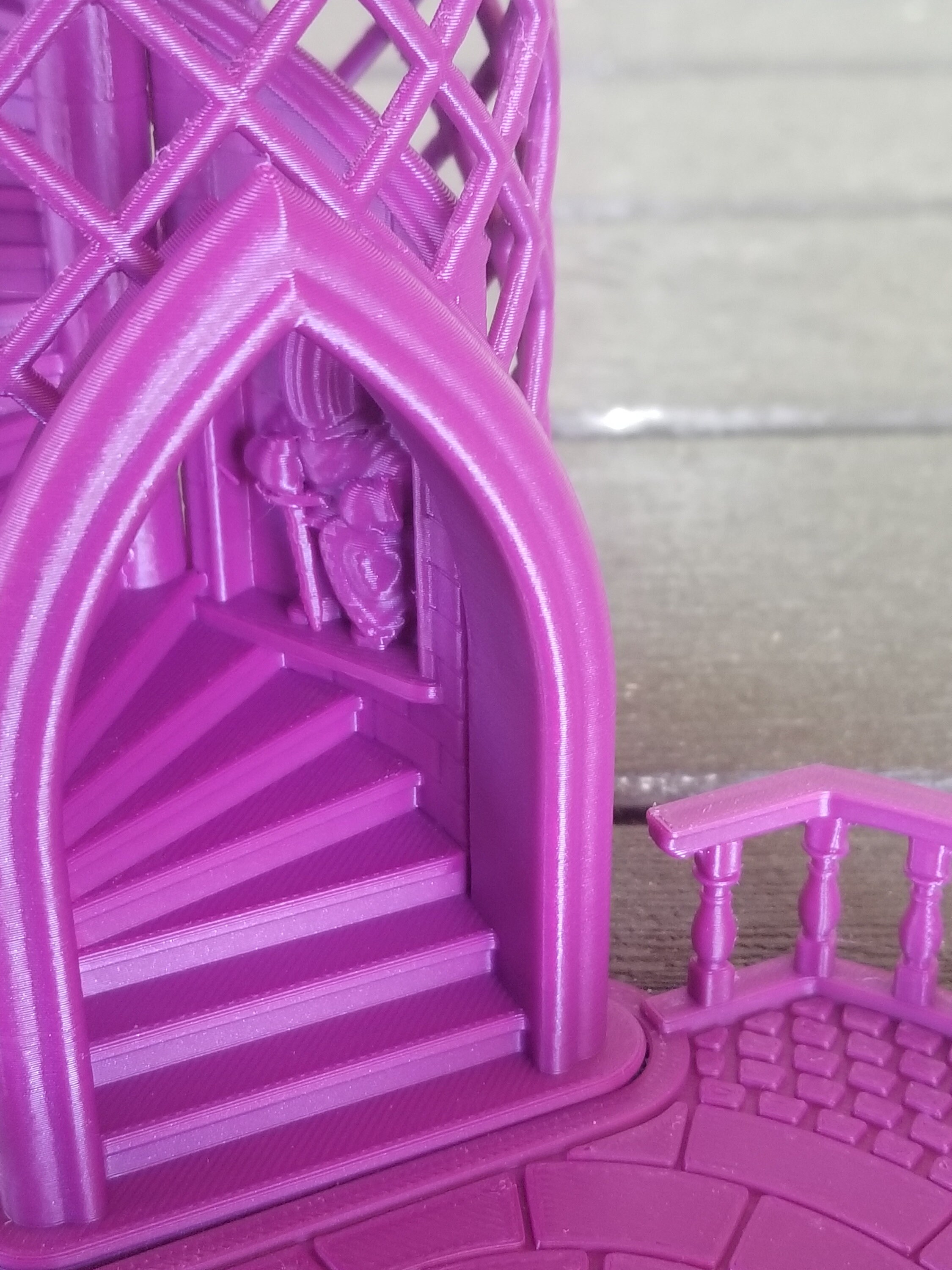 3D Printed Dice Castle Tower and Separate Dice Catch Tray Magenta ...