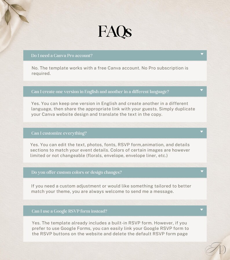 Light Blue and Gold Floral Wedding Website Canva Template (5 Pages ...