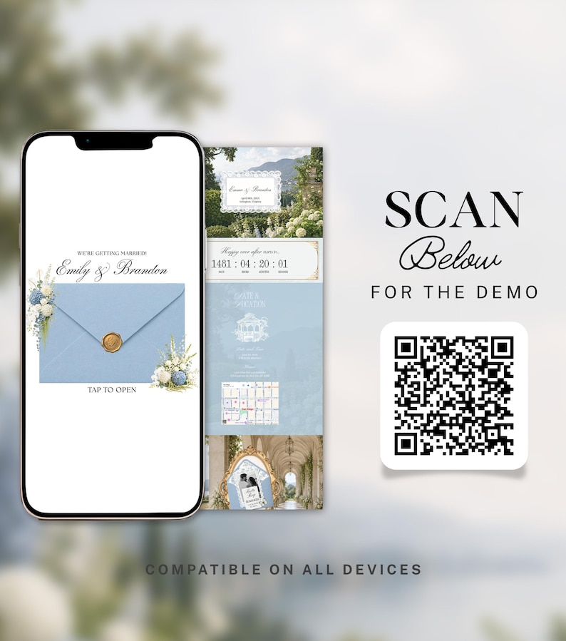 Light Blue and Gold Floral Wedding Website Canva Template (5 Pages ...