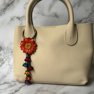 Karen's ORANGE Daisy Small-eeerr Leather Keychain & Charm With Antique ...