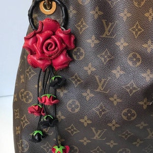 Leather ROSE Kechain and Purse/handbag Charm - Etsy