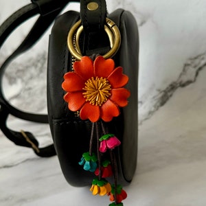 Karen's ORANGE Daisy Small-eeerr Leather Keychain & Charm With Antique ...