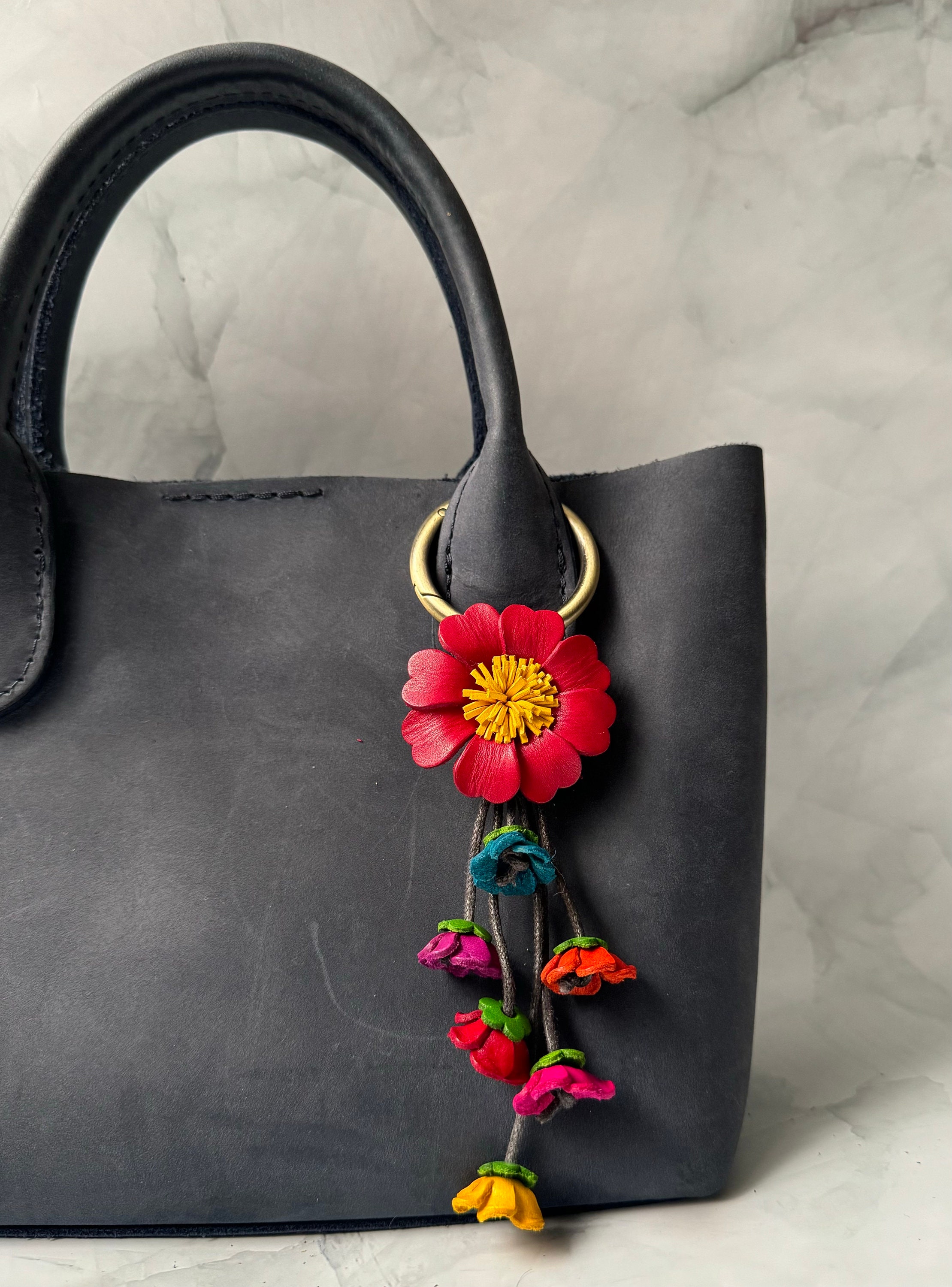 Karen's RED Small-eeerr Leather Keychain & Charm With Antique Bronze ...
