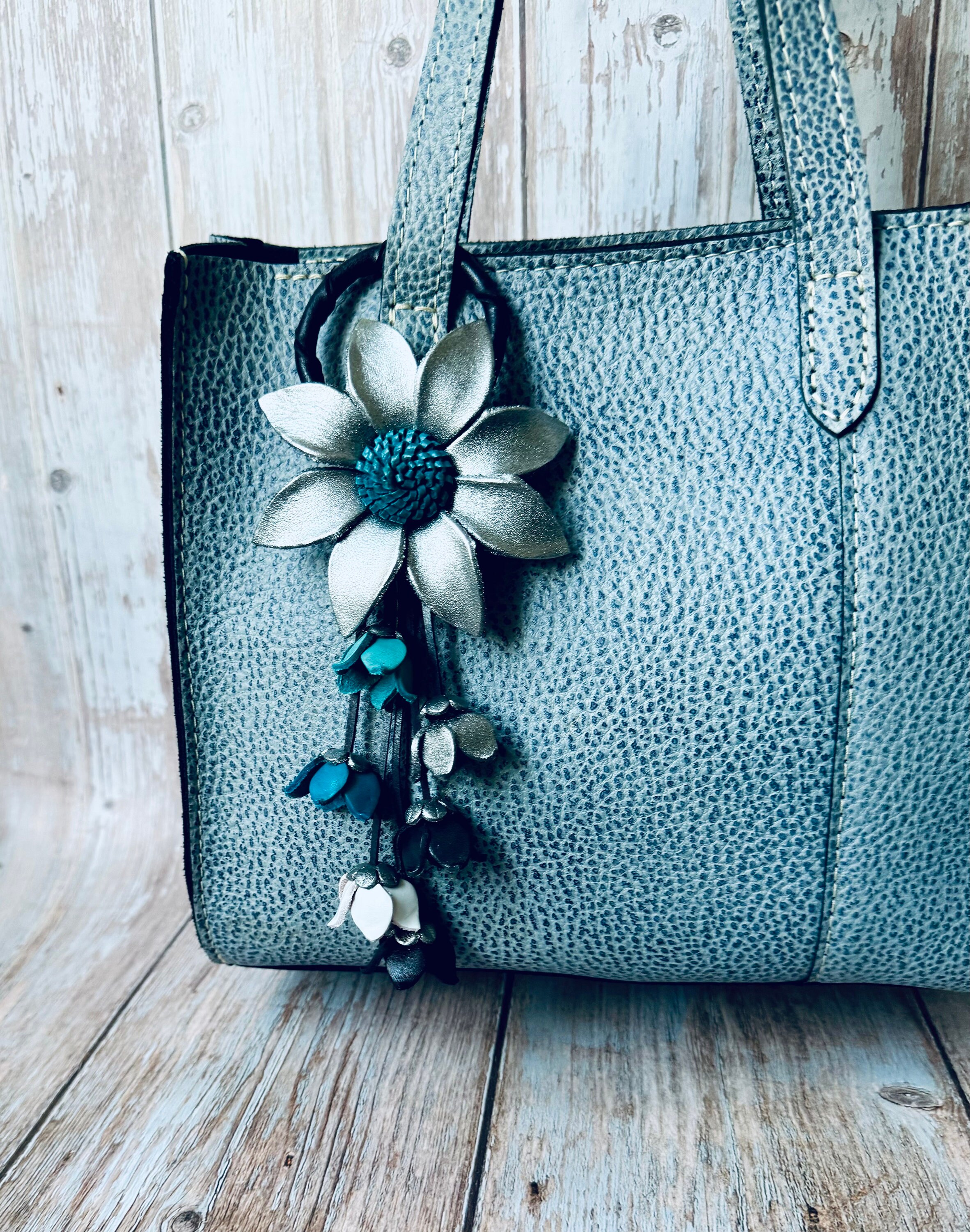 Cami’s Keychain And/or Purse Charm in Silver and Turq Combination - Etsy