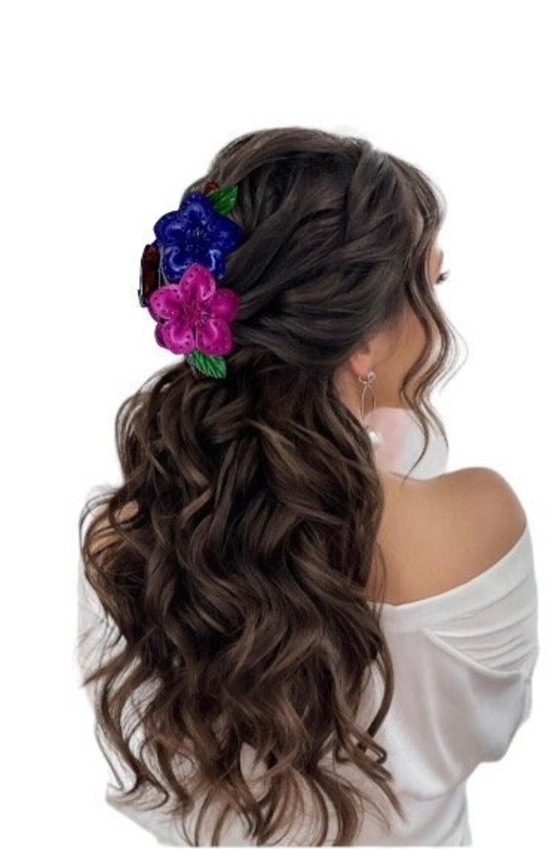 Maddie's Leather Flower Hair Comb Barrette Claw Hair Clip in Assorted ...