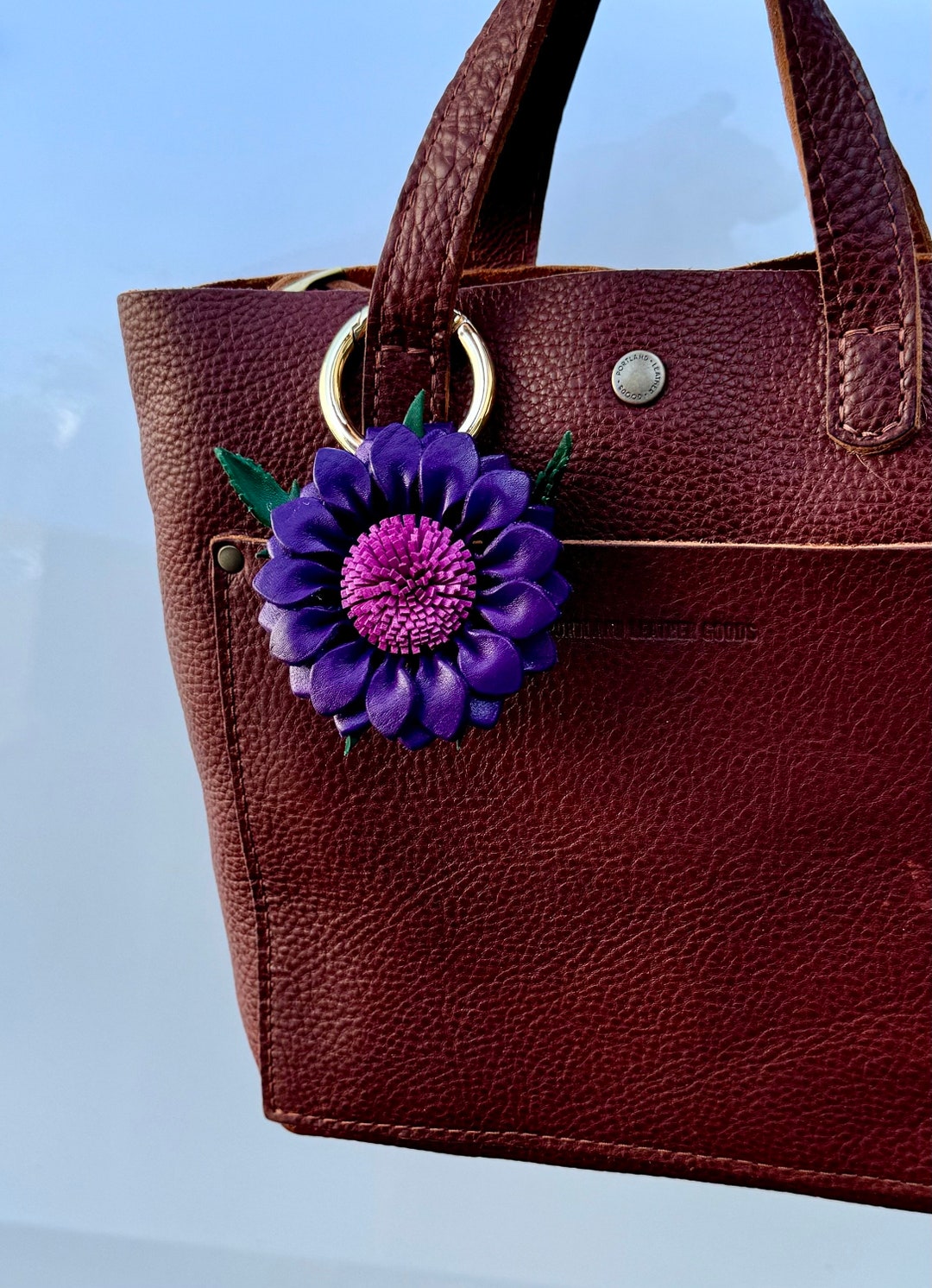 Pretty Flower Inspired Leather Purse Charm & Keychain in Assorted Colors - Etsy