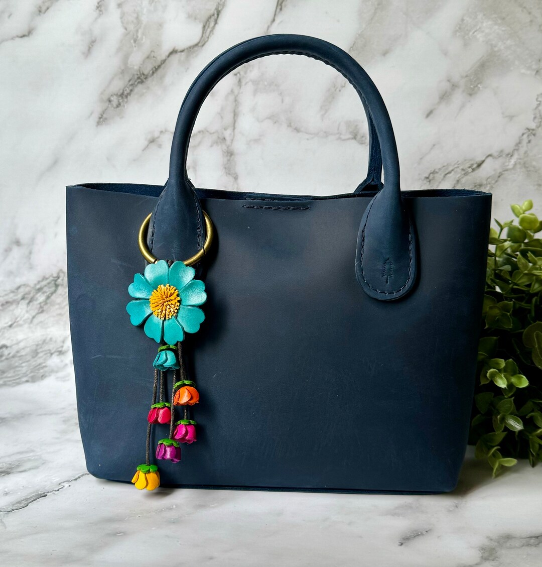 Karen's Blue Small-eeerr Leather Keychain & Charm With Antique Bronze ...