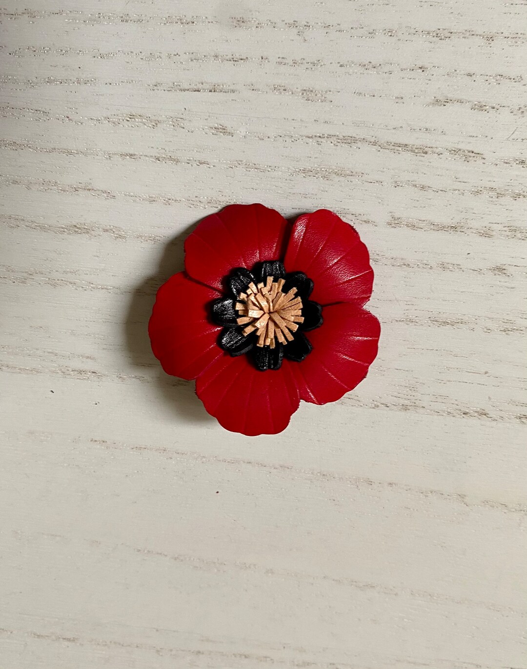 Leather Poppy Brooch Pin Remembrance Day Brooch - Etsy