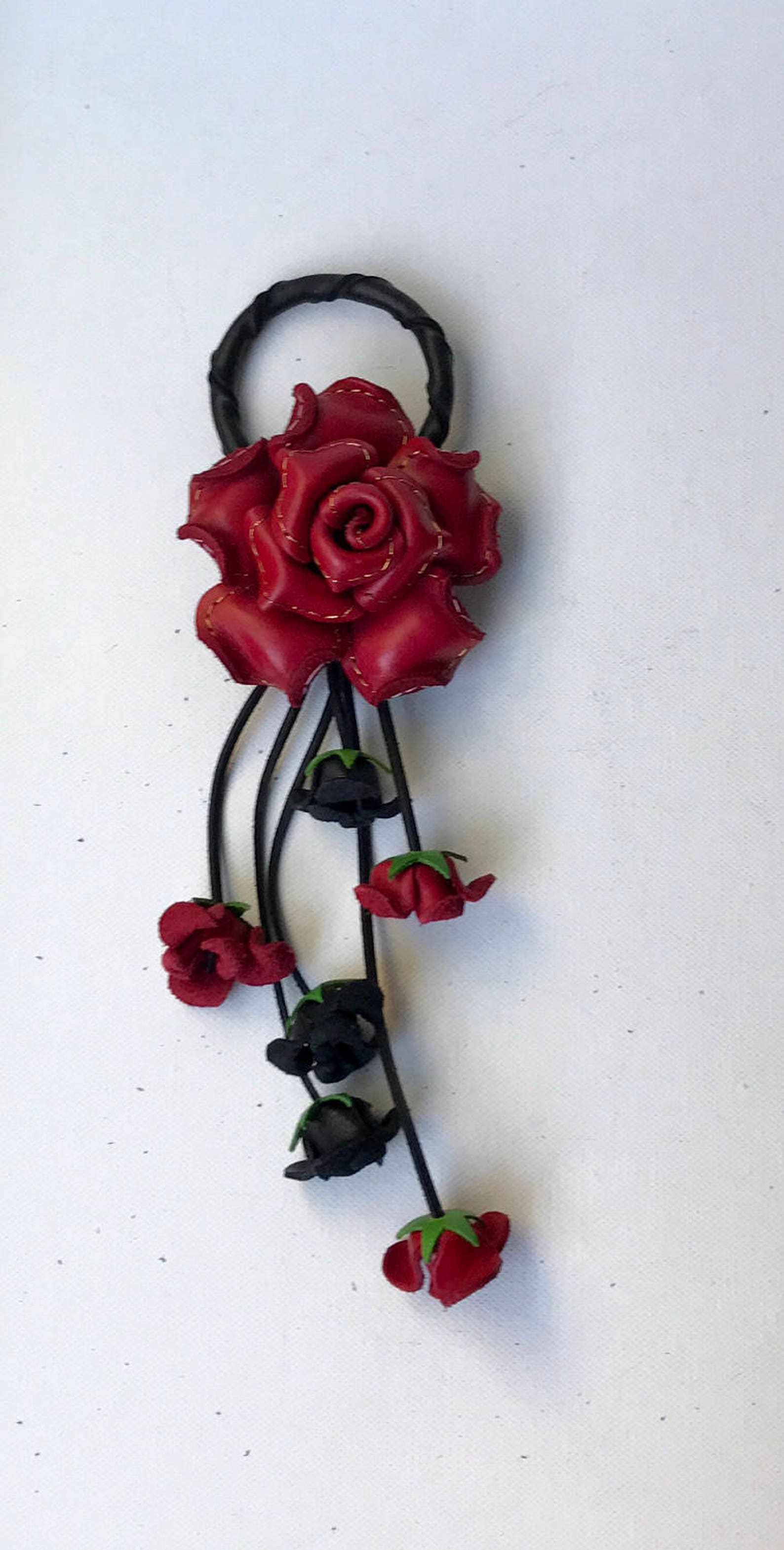 Leather ROSE Kechain and Purse/handbag Charm - Etsy