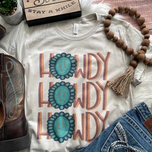 Howdy Turquoise Tee, Cowgirl Shirt, Howdy Turquoise Gem Graphic T-shirt ...