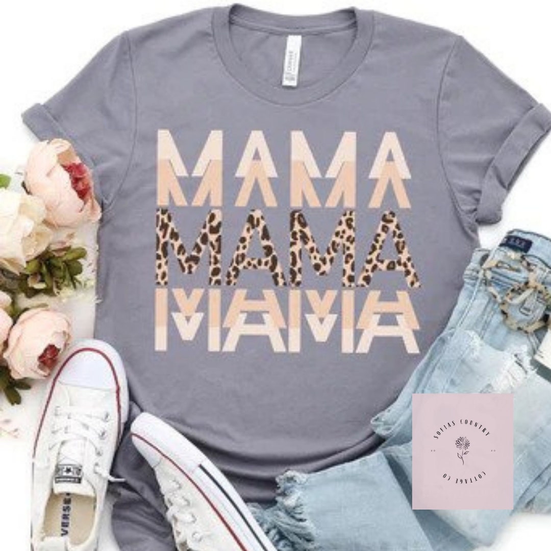 Stacked Mama Tee Mom Life Leopard Mom Life Tee Women's - Etsy