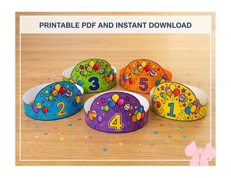 Printable Paper Birthday Crown Bundle Ages 1-5 | Colorful Kids Coloring ...