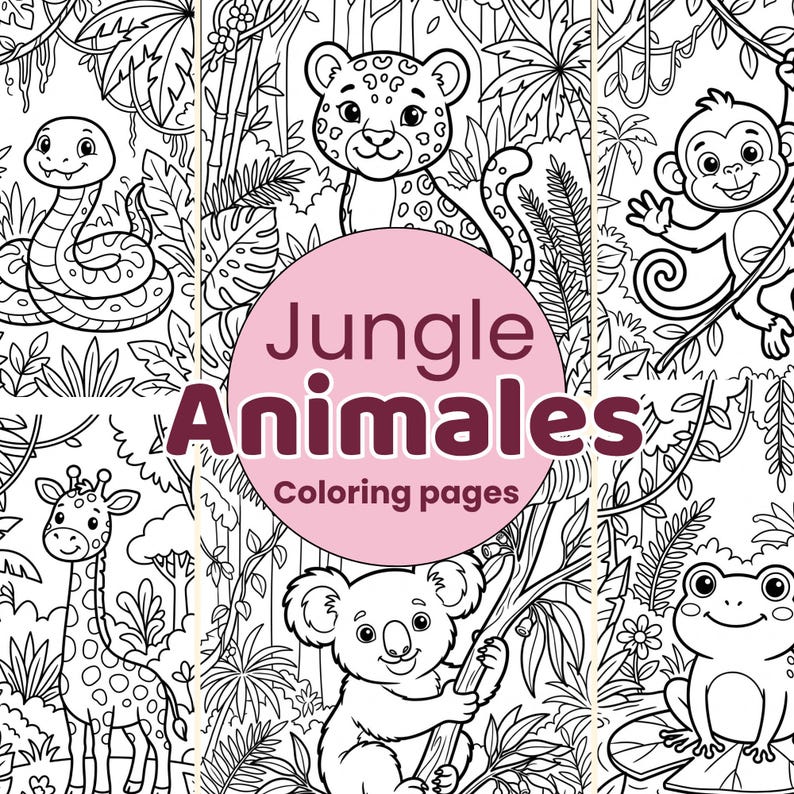 Jungle Animals Coloring Pages for Kids | Toddler Preschool Worksheets ...