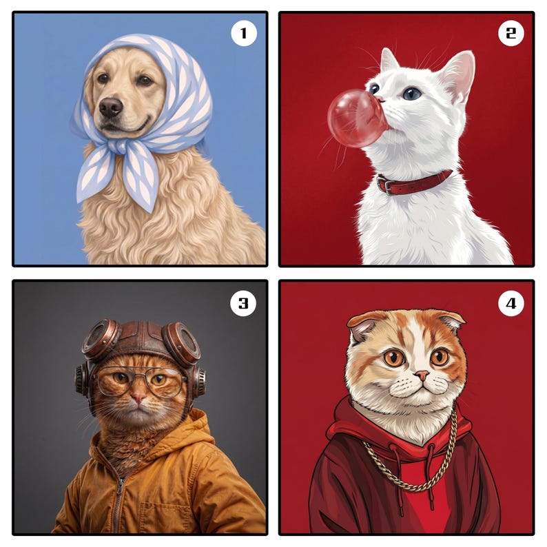 Art personnalisé pour portrait d'animal de compagnie : décoration photo ...