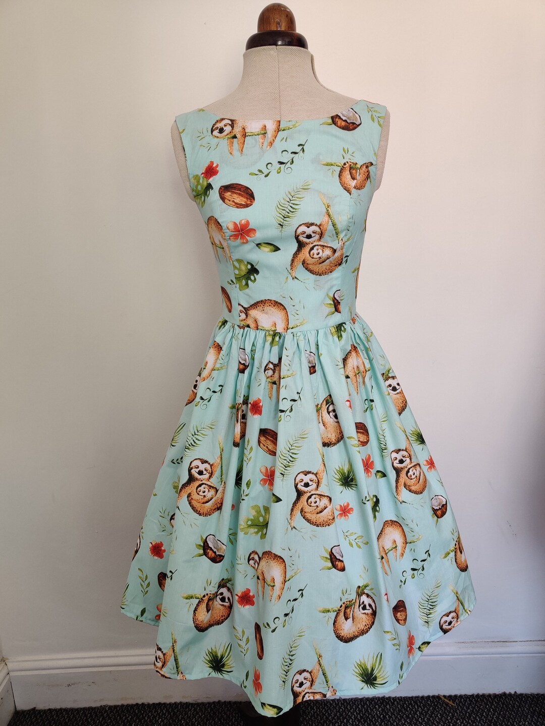 Sloth Print Dress-50s Pin up Rockabilly - Etsy