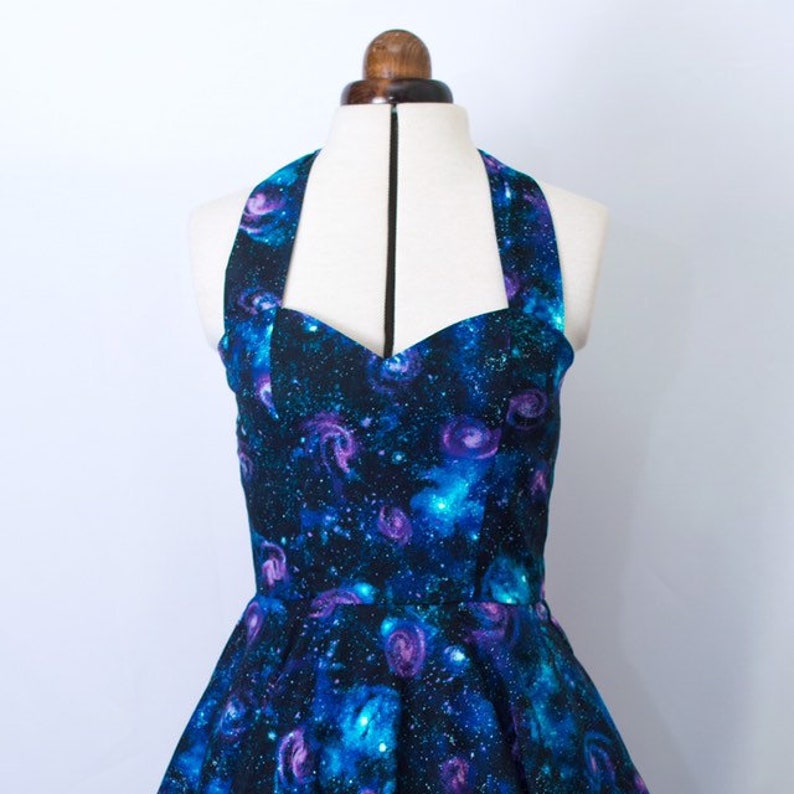 Galaxy dress-space print blue purple green | Etsy