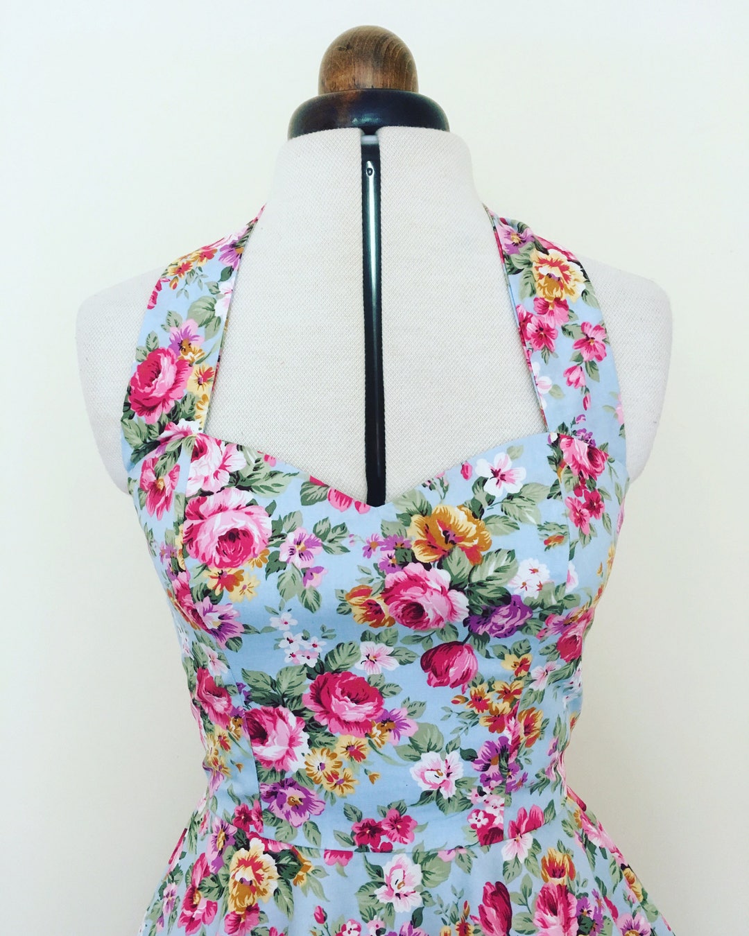 Blue Floral Rockabilly Dress - Etsy