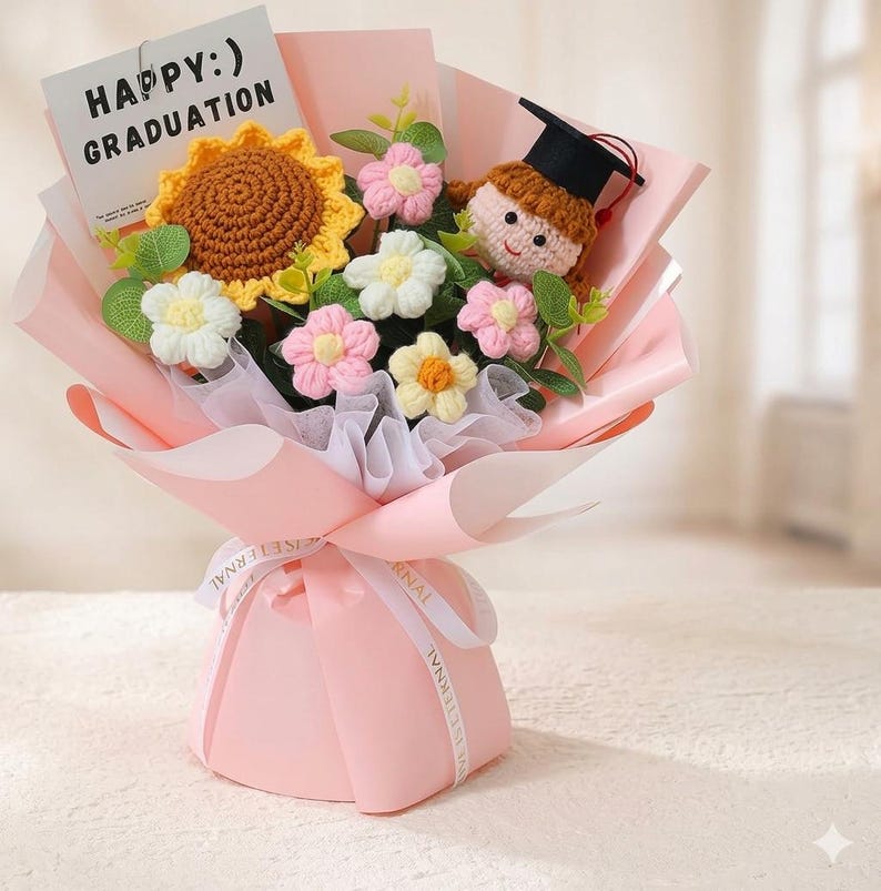 Tiktok Viral Graduation Gift Handmade Crochet Flower Bouquet With ...