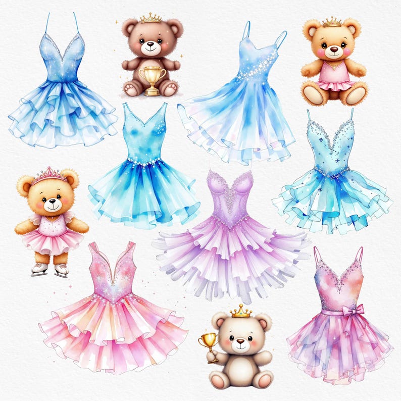 Figure Skating Princess Clipart, Watercolor Ice Skater Girls PNG ...