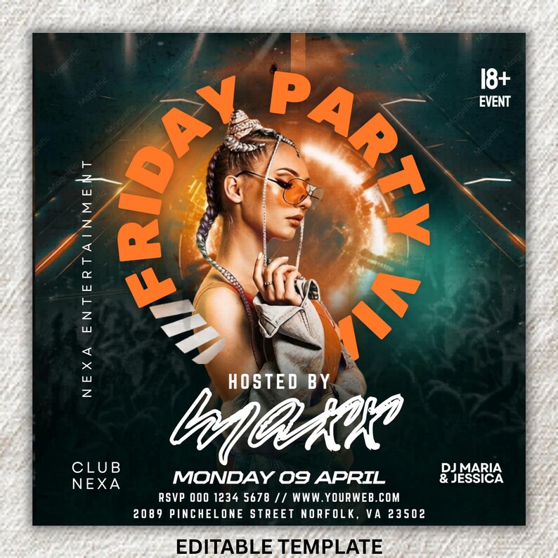 Friday Party Flyer Template | Nightclub Event Poster (digital Download ...