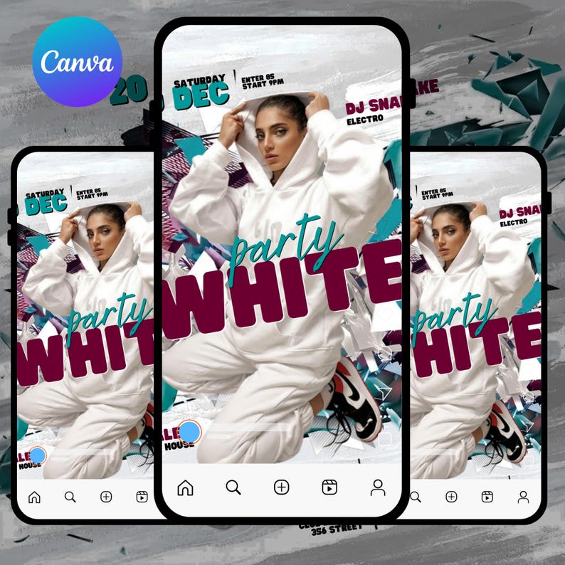 White Party Flyer Template | Club Night DJ Promotion (digital Download ...