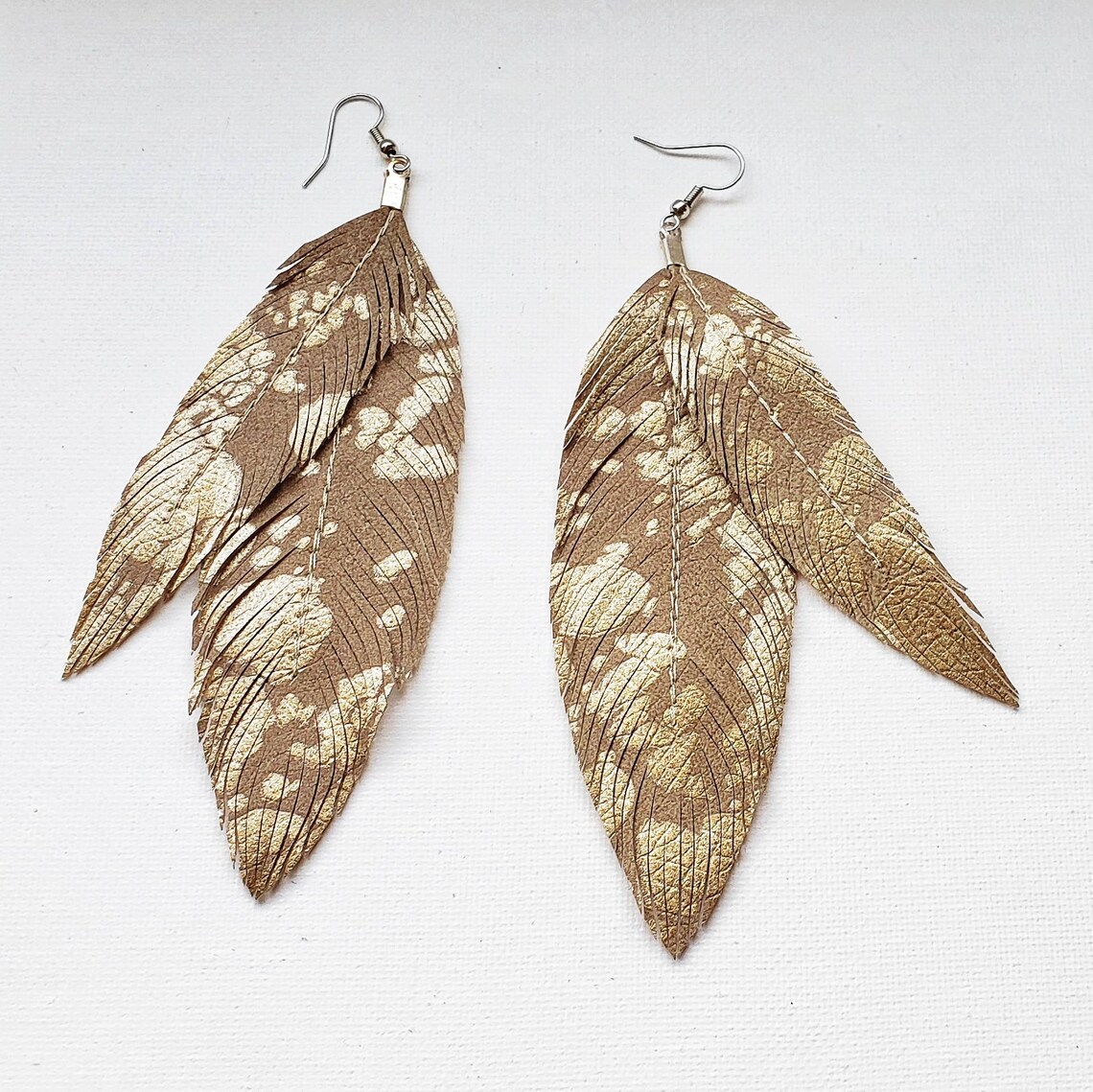 Double Feather Earrings Feather Earrings Feathers Bohemian | Etsy