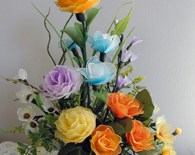 Handmade Nylon Flower Arrangement - Etsy