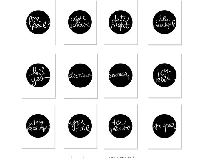 Digital Journal Cards - Word Stamps No.5 - Etsy