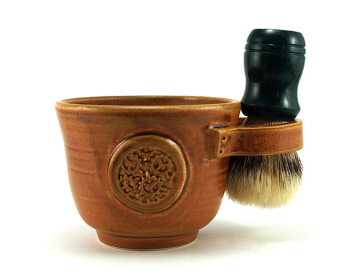 Steampunk Shaving Mug: Brown Rustic Shave Mug Industrial Wet - Etsy