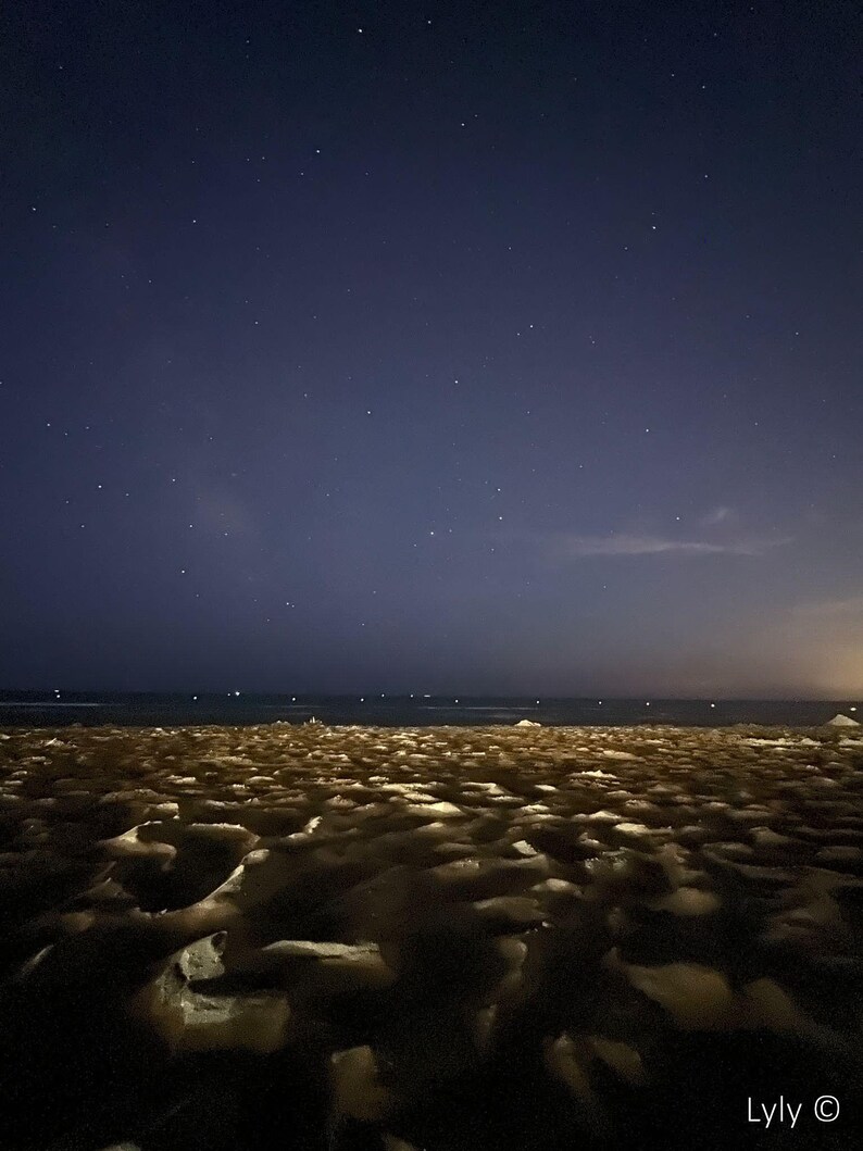 Starry Night Beach Photography – Coastal Seascape Wall Art (digital ...