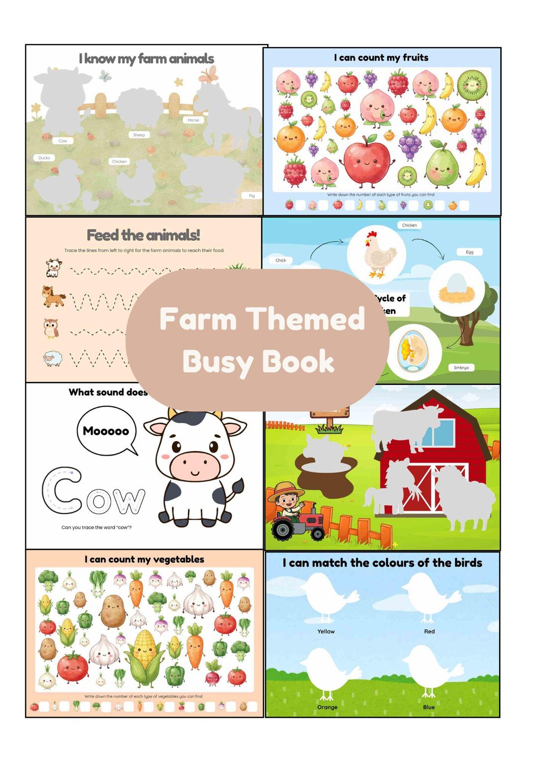 Farm Busy Book for Toddlers | Printable Learning Activities (digital ...