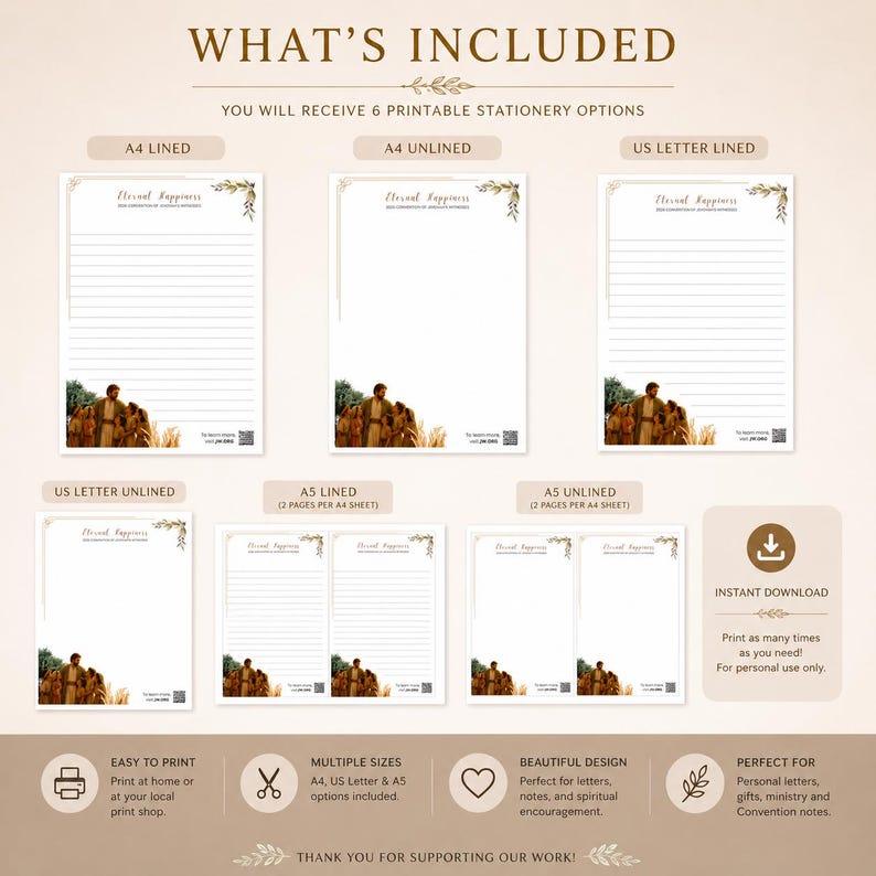 JW Convention Letter Paper Printable Set | Eternal Happiness 2026 ...