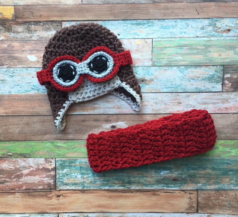 Newborn Aviator Hat 3 Piece Set Aviator Goggles Scarf | Etsy