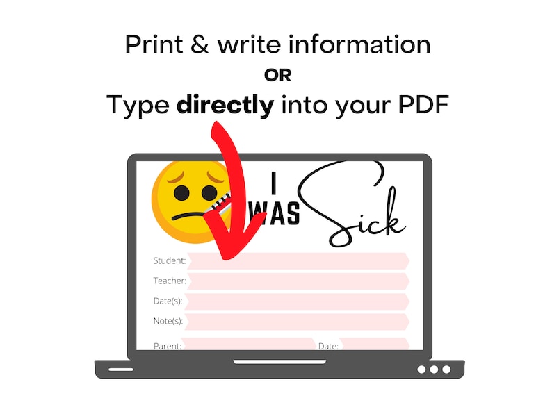 I Was Sick School Excuse Note From Parents - Etsy