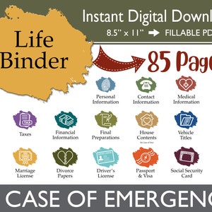 Life Binder, Home Management Binder, Emergency Binder, Life Organizer ...