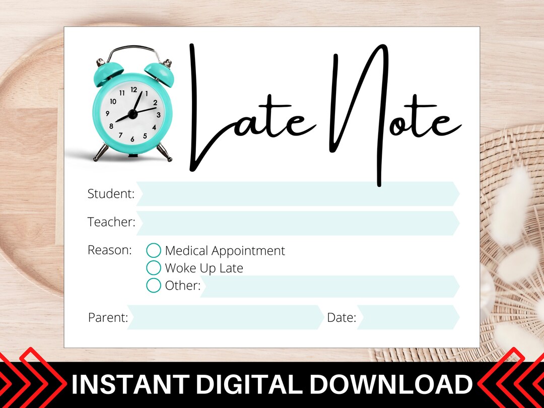 Late Note School Excuse From Parents - Etsy