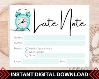 Early Dismissal School Excuse Note From Parents - Etsy