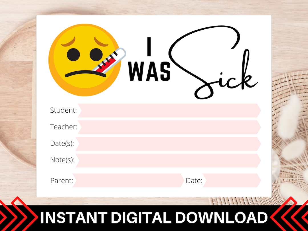 I Was Sick School Excuse Note From Parents - Etsy
