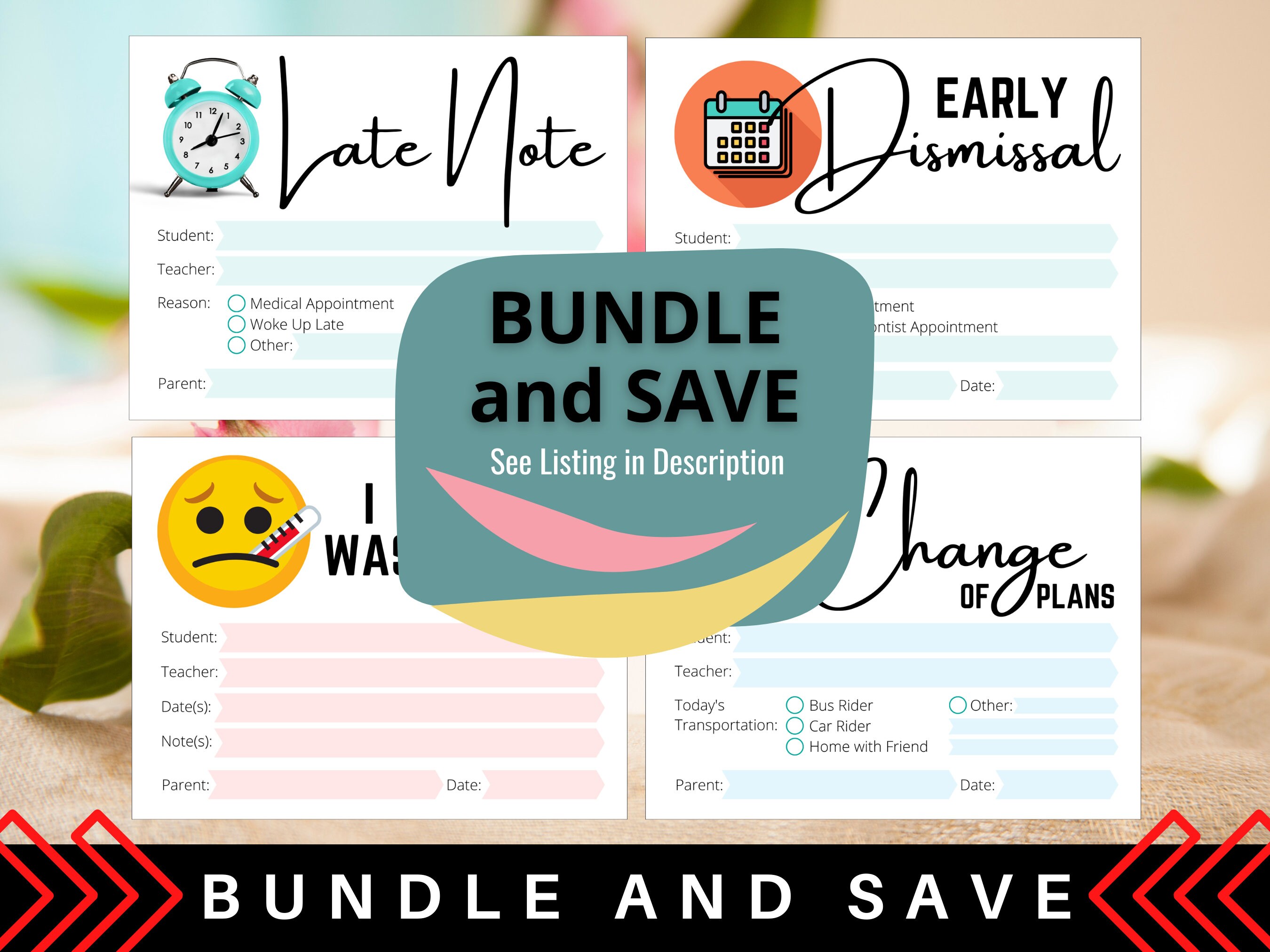 Early Dismissal School Excuse Note From Parents - Etsy