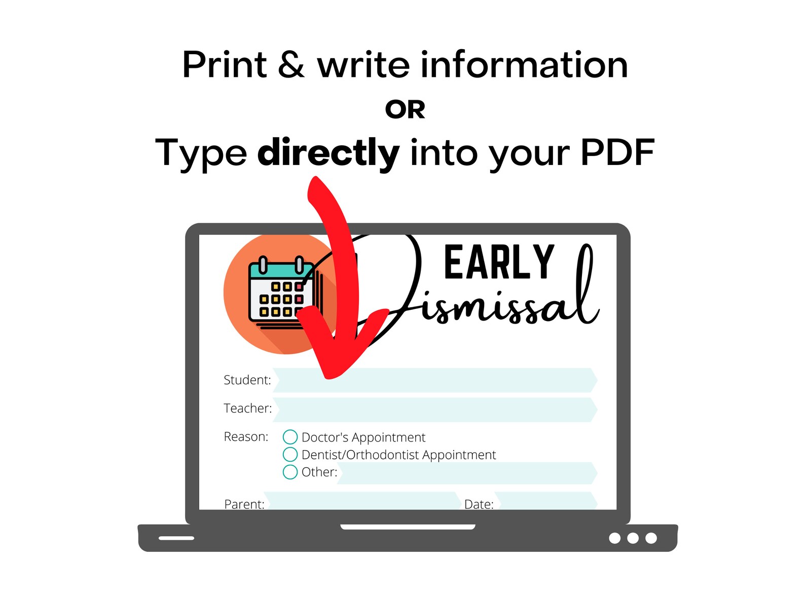 Early Dismissal School Excuse Note From Parents - Etsy