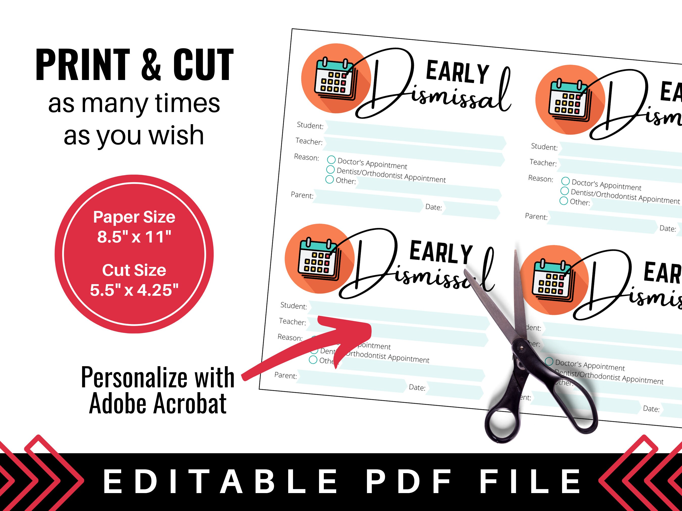 Early Dismissal School Excuse Note From Parents - Etsy