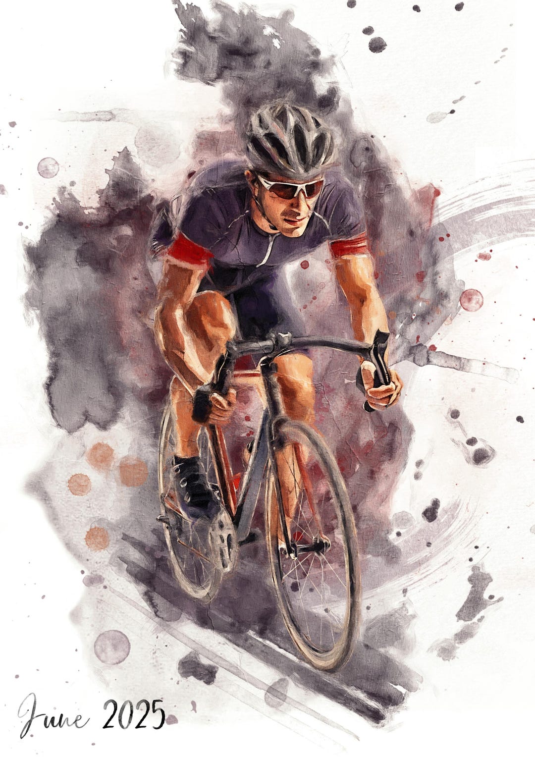 Cyclist Portrait From Photo, Personalised Cycling Gift, Custom Framed ...