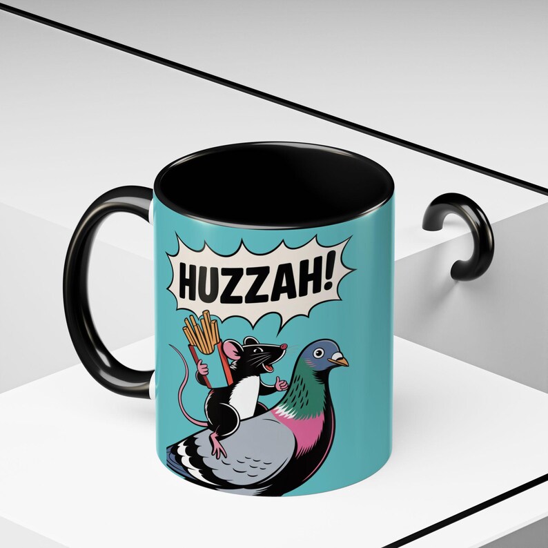 Pigeon and Rat Huzzah Coffee Mug, Chaotic Energy, Chaos Goblin, NYC ...