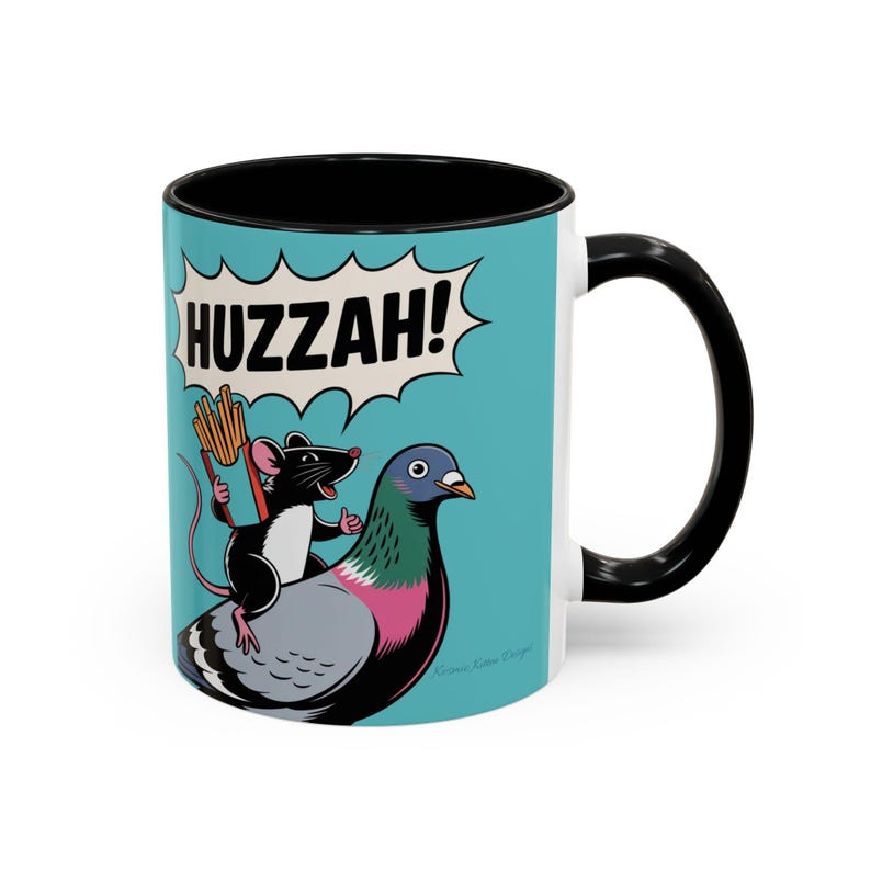 Pigeon and Rat Huzzah Coffee Mug, Chaotic Energy, Chaos Goblin, NYC ...